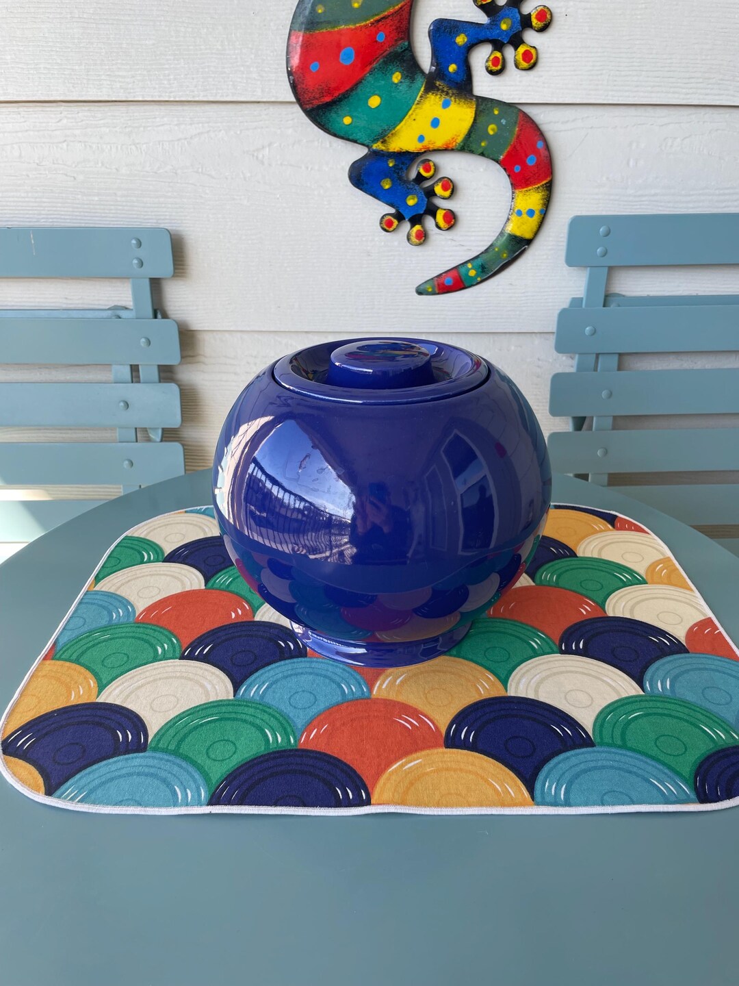 Vintage Fiesta Kitchen Kraft Covered Jar - LARGE - Cobalt BLUE - Etsy