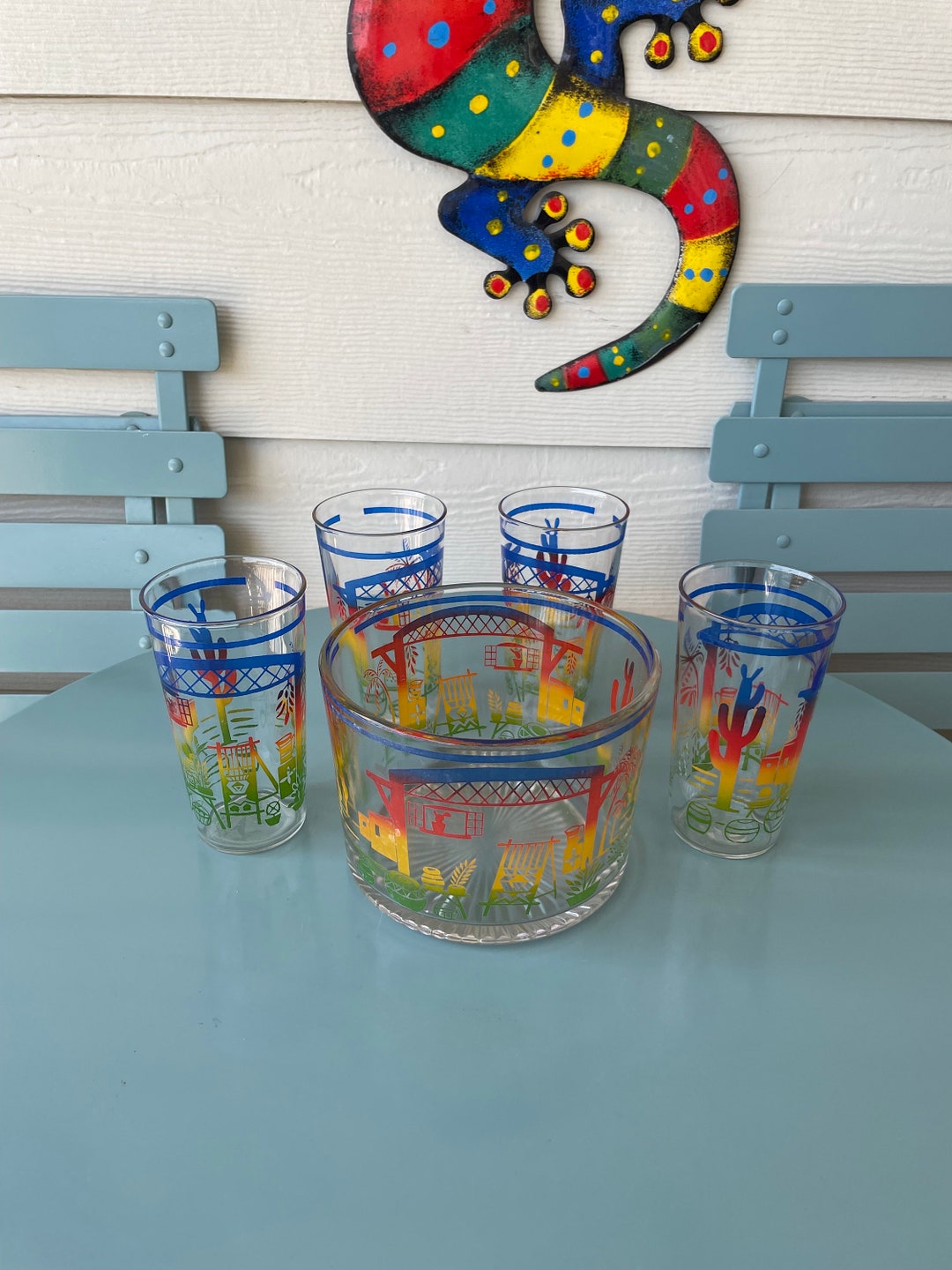 Fiesta 'go-along' Mexicana Ice Bucket With Four Water Tumblers - Etsy