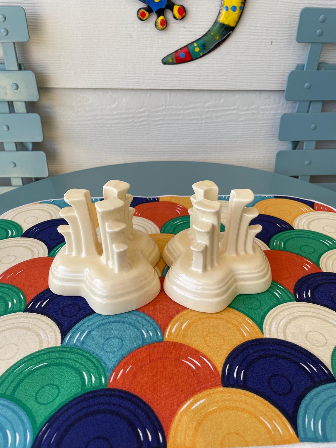 Vintage Fiesta (fiestaware) Tripod Candle Holders / Pair in Old IVORY ...