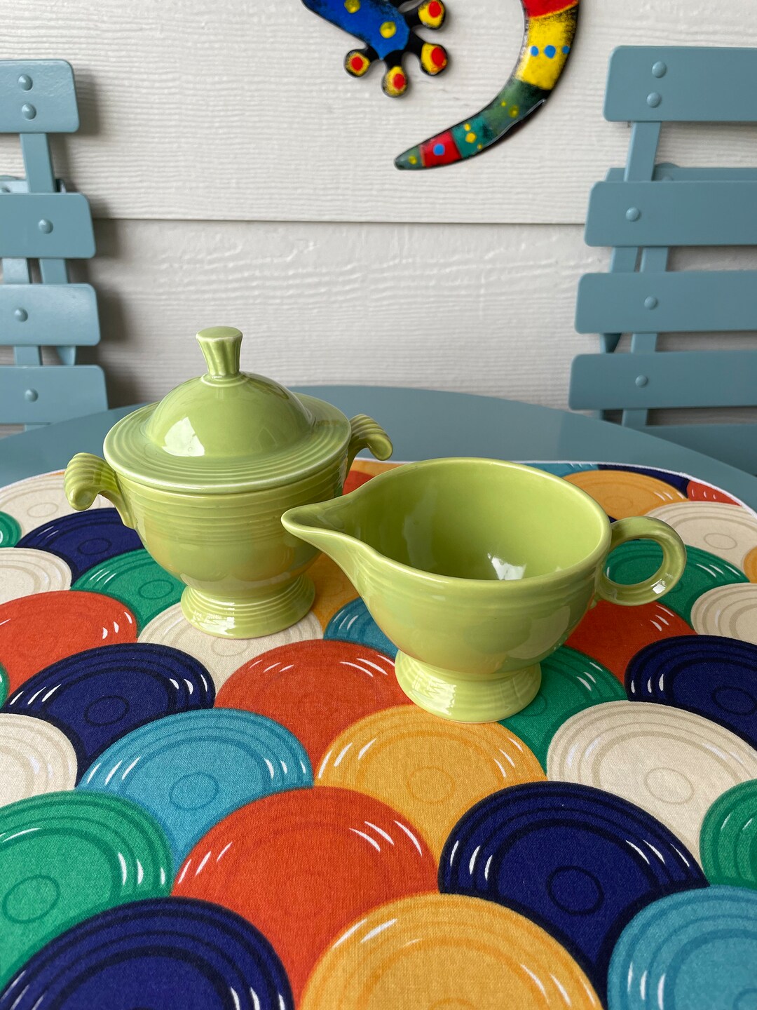 Vintage Fiesta (fiestaware) Covered Sugar & Cream Set in 1950's ...