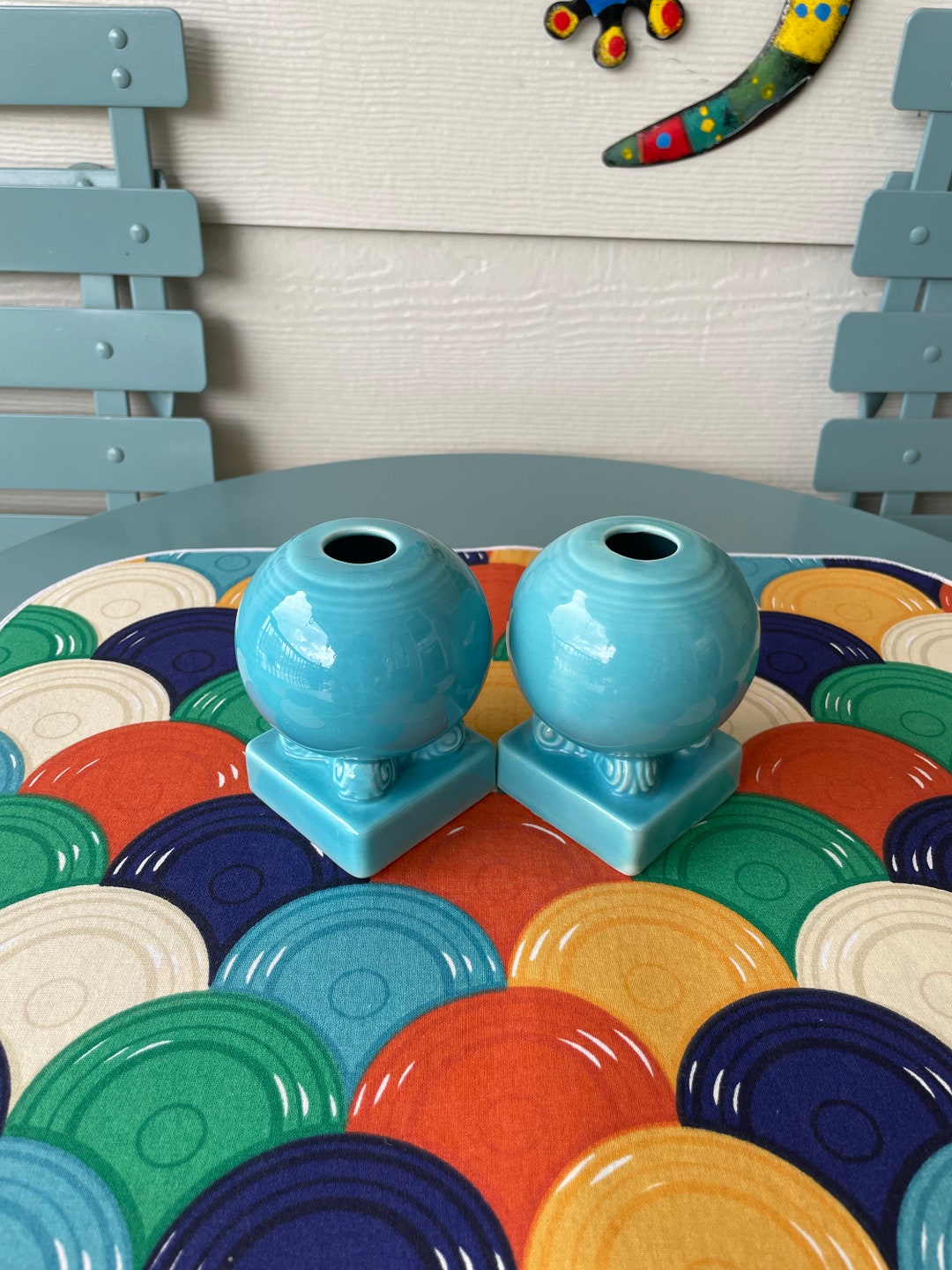 Vintage Fiesta (fiestaware) Bulb Candle Holder / PAIR in TURQUOISE - Etsy
