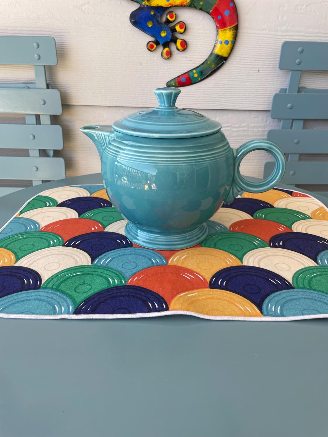 Vintage Fiesta (fiestaware) Large Teapot in TURQUOISE - Etsy