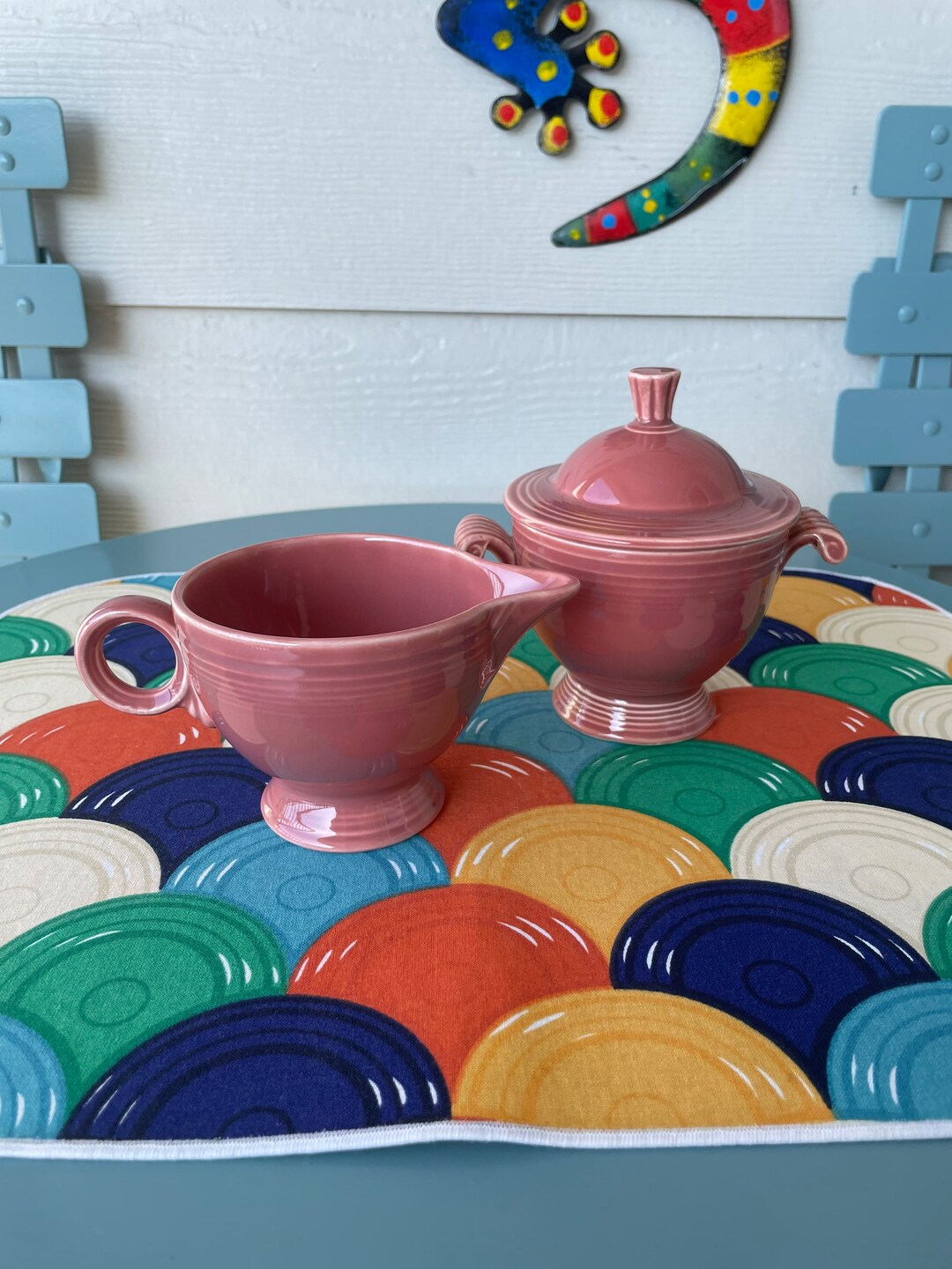 Vintage Fiesta fiestaware Covered Sugar & Cream Set in 1950's ROSE - Etsy