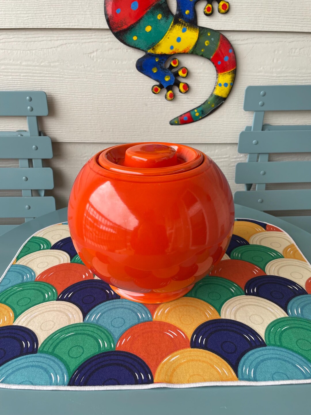 Vintage Fiesta Kitchen Kraft Covered Jar - LARGE - Fiesta RED - as Is ...