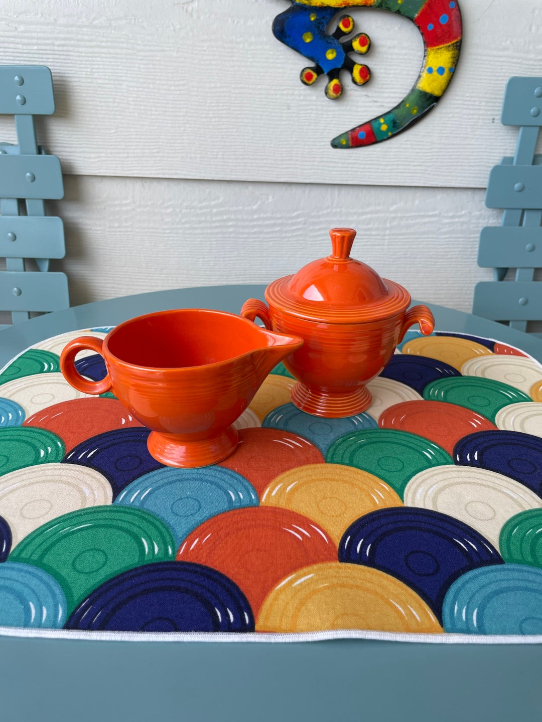 Vintage Fiesta (fiestaware) Covered Sugar & Cream Set in Fiesta RED - Etsy