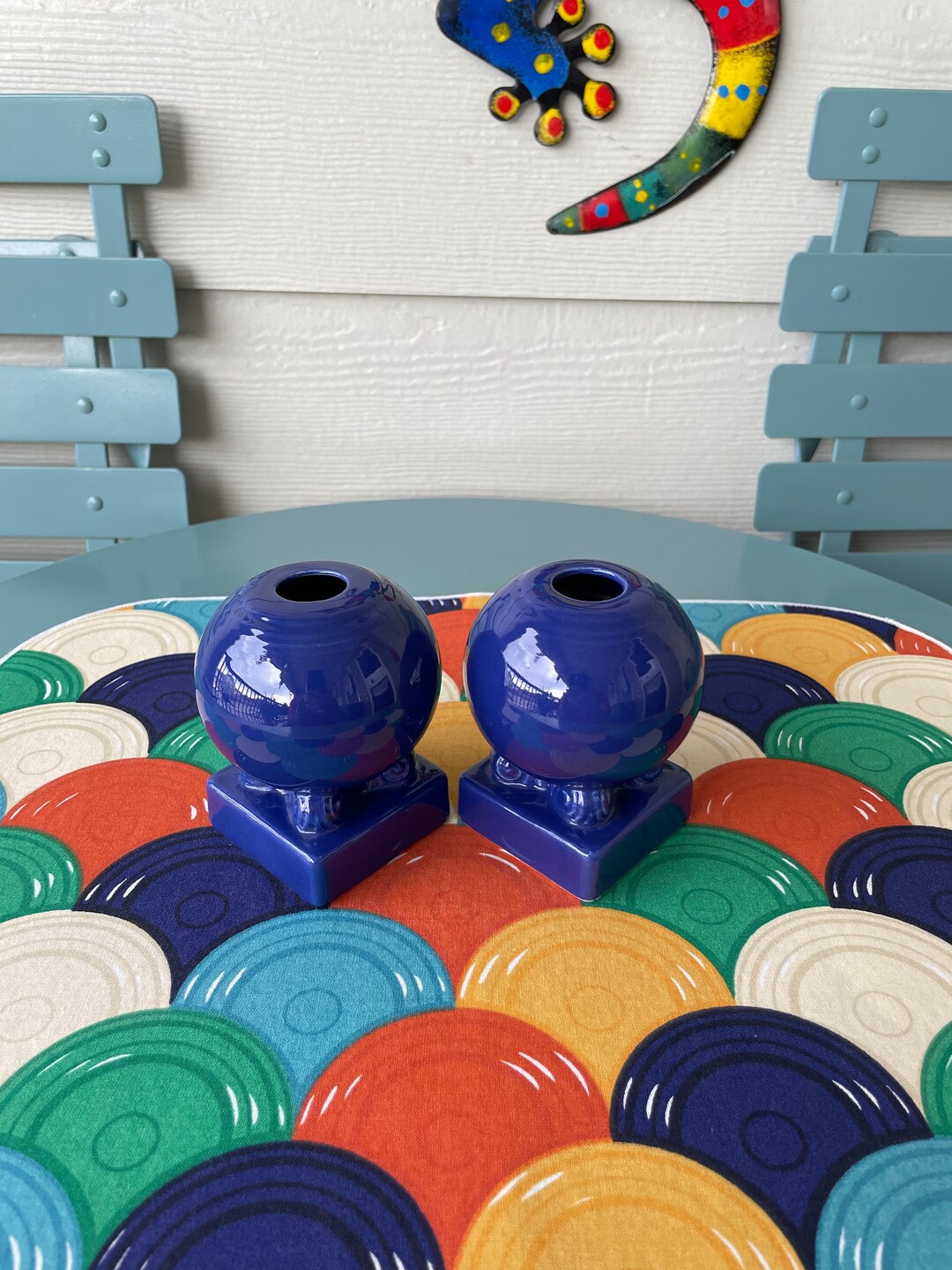 Vintage Fiesta fiestaware Bulb Candle Holder / PAIR in COBALT Blue - Etsy