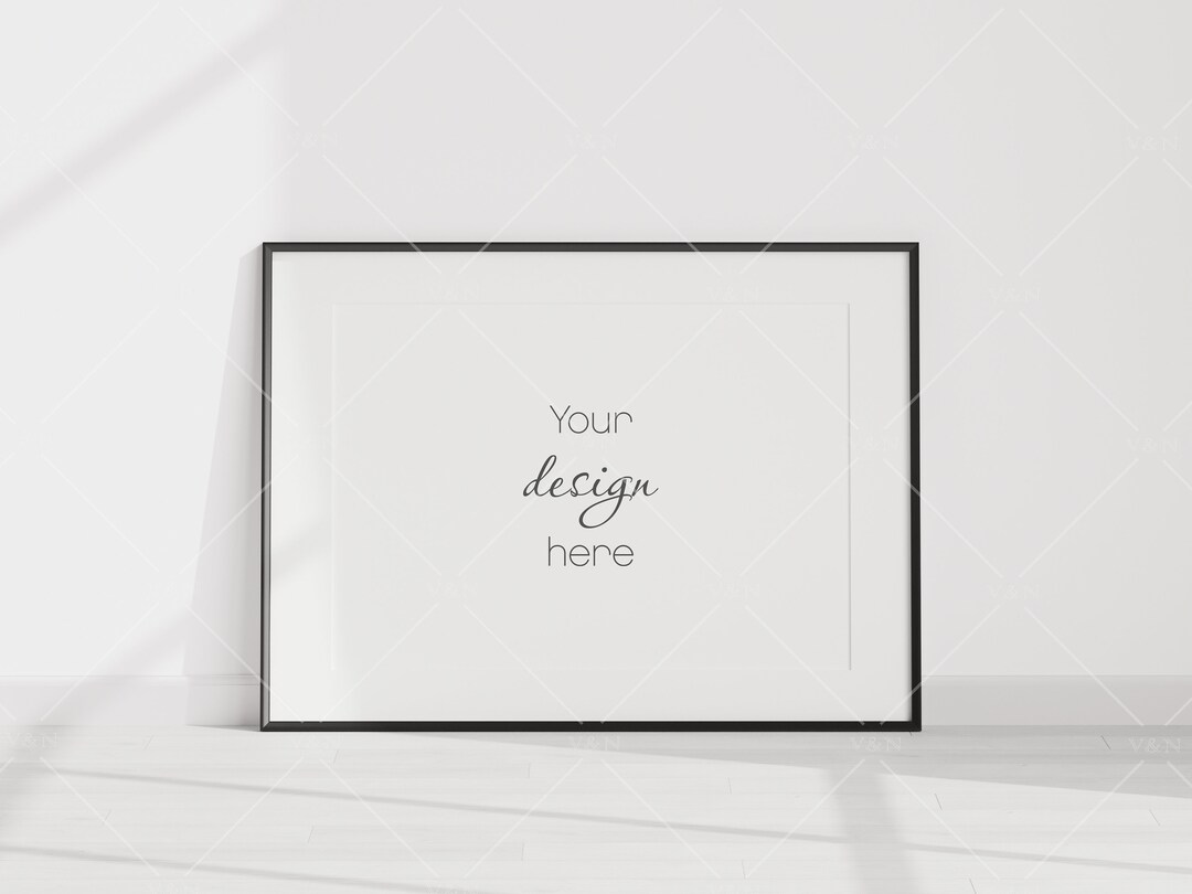Minimalist Frame Mockup, Landscape Black Frame Mockup A1, Poster Mockup ...