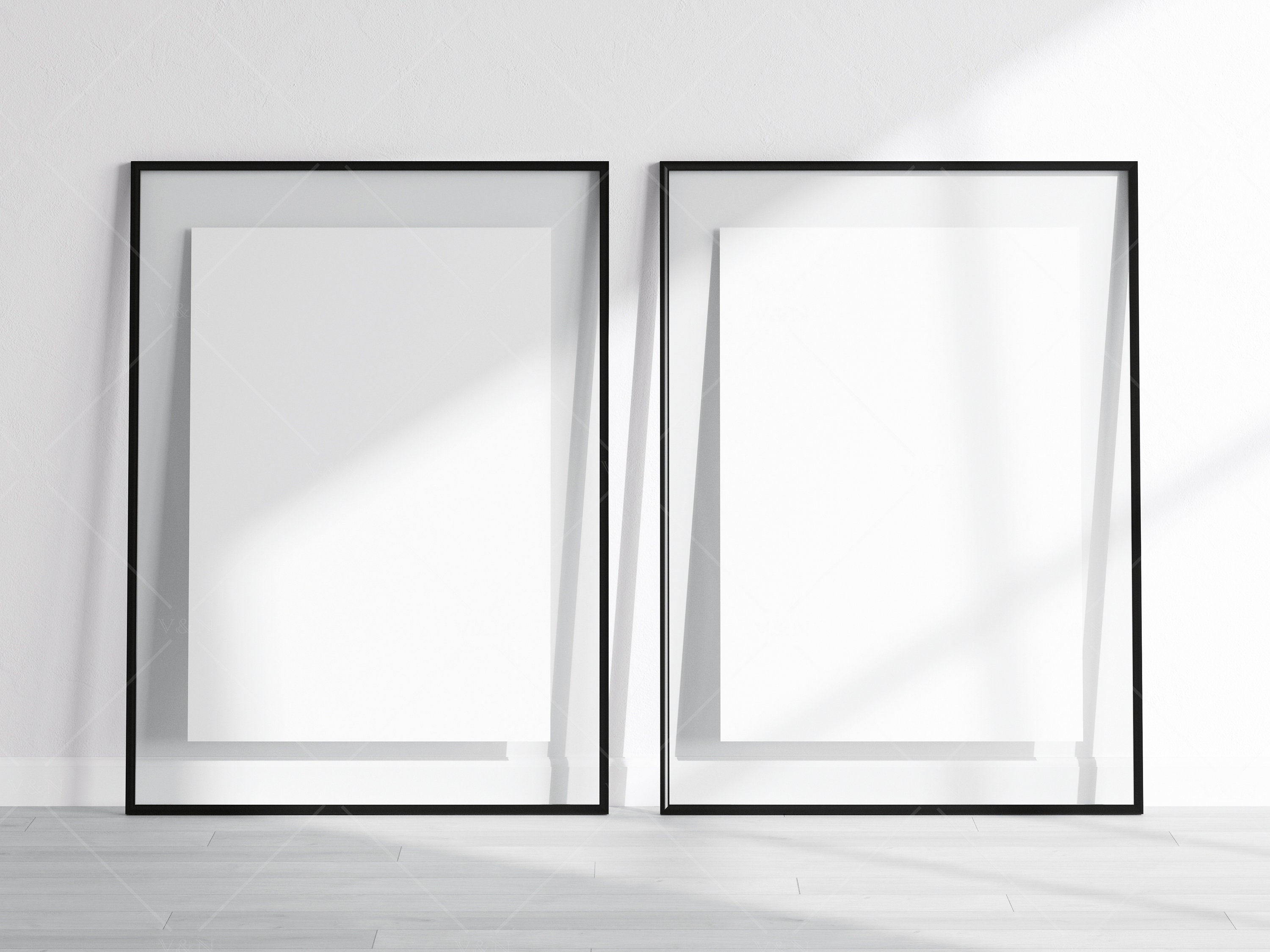 2 Minimalist Frames Mockup Two Vertical Black Frames Mockup | Etsy
