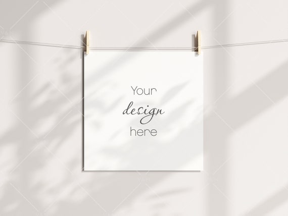 Square Poster Mockup Mockup Print Paper Mockup Pegs and | Etsy