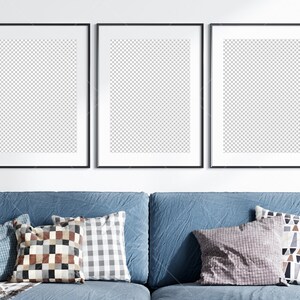 Living Room Frame Mockup, 3 Minimalist Frames Mockup, Three Vertical ...
