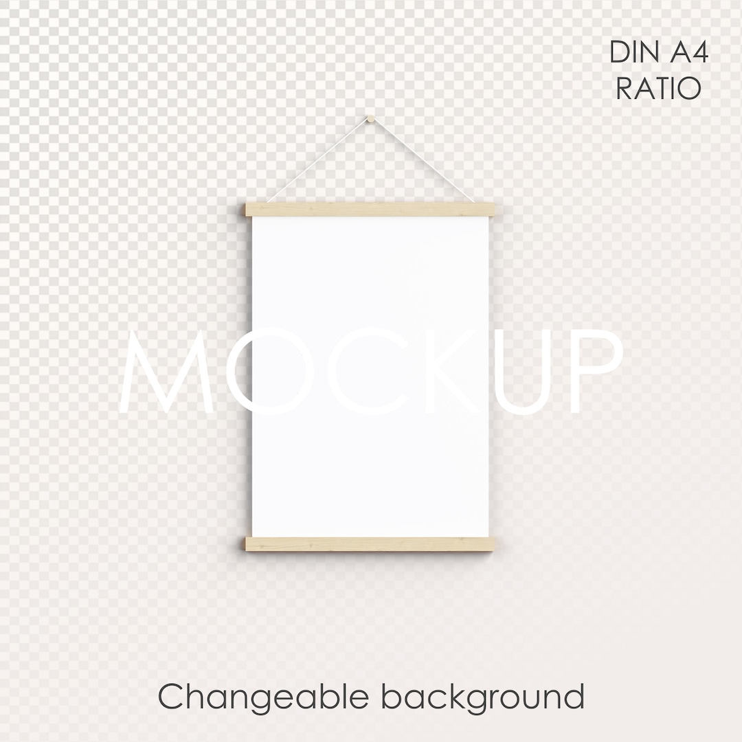 Magnetic Poster Bar Mockup, Wooden Hanging Poster Frame, Poster Hanger ...