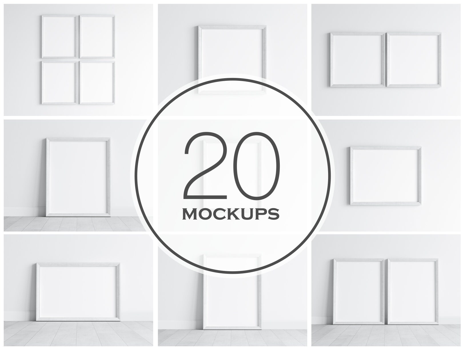 White Frame Mockup Bundle PSD JPG - Etsy