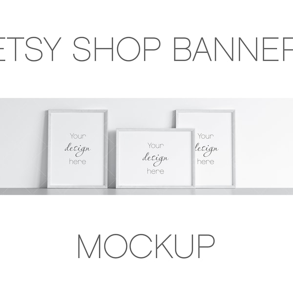 Etsy Shop Banner Mockup With Wooden Frames 3*4 Ratio - Etsy