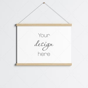 Magnetic Poster Bar Mockup PSD JPG PNG, Wooden Hanging Poster Frame ...