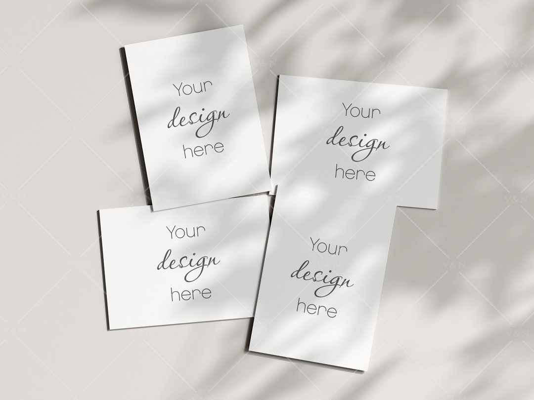 Four Cards Mockup 5x7, Boho Invitation Mockup, Greeting Card Mockup - Etsy