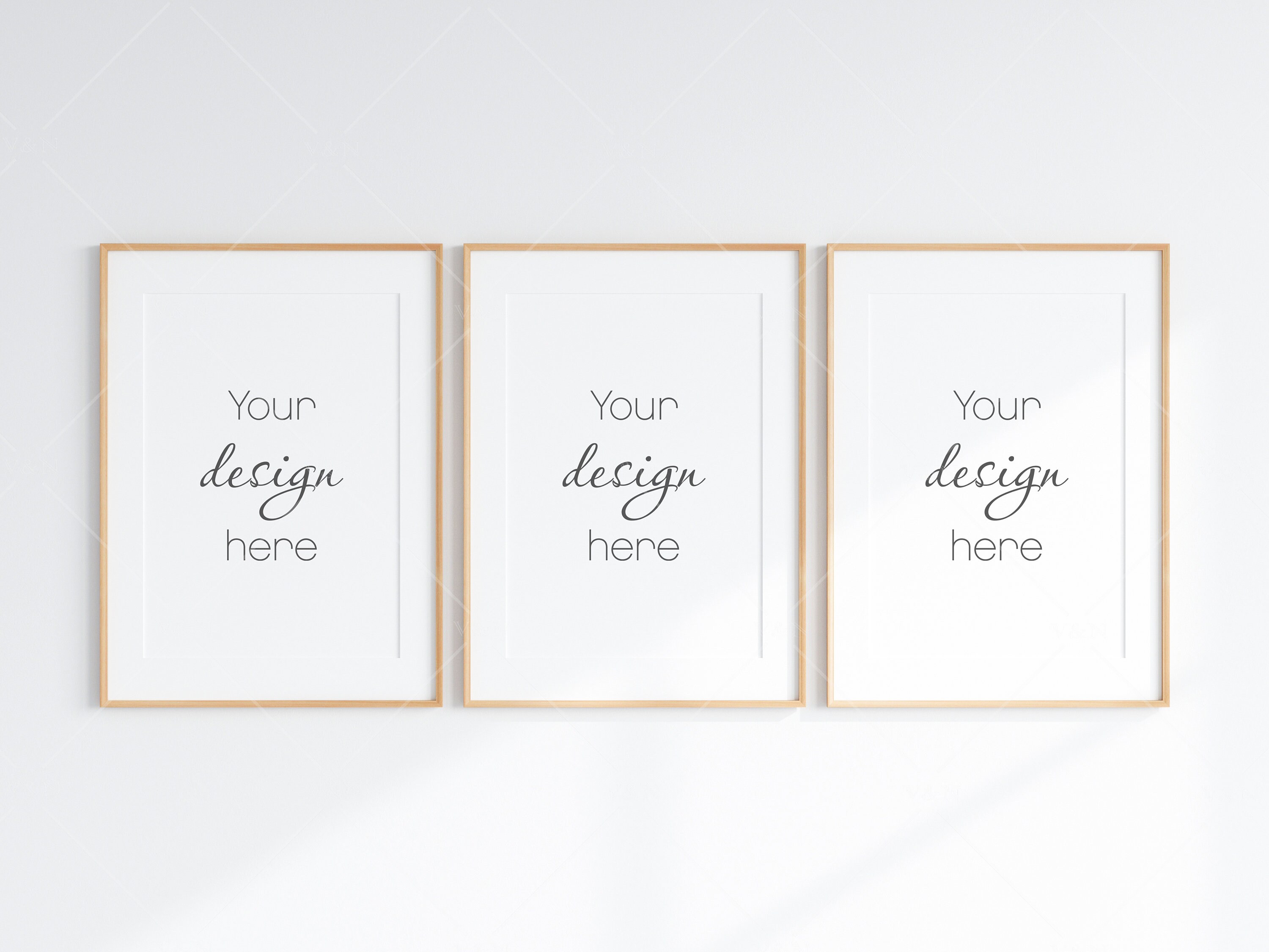 3 Minimalist Frames Mockup Three Vertical Wooden Frames | Etsy