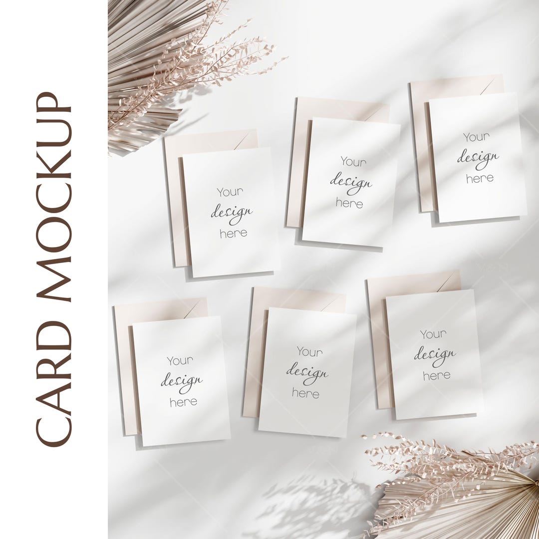 Six Card Mockup 5x7, Paper Mockup, Invitation Mockup, Greeting Card ...