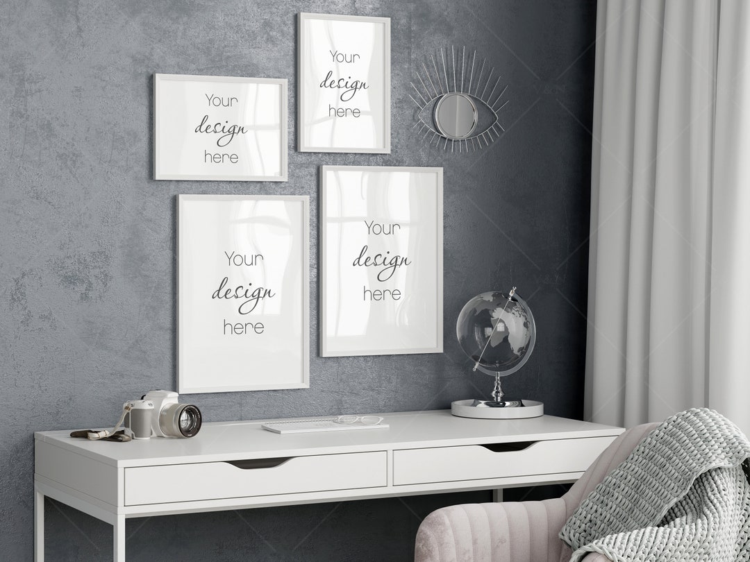 Office Frame Mockup, Frame Mockup in Work Space Interior, Poster Mockup ...