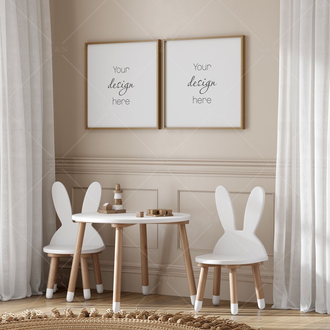 Mockup Frame in Kids Room Interior, Two Square Frames Mockup - Etsy