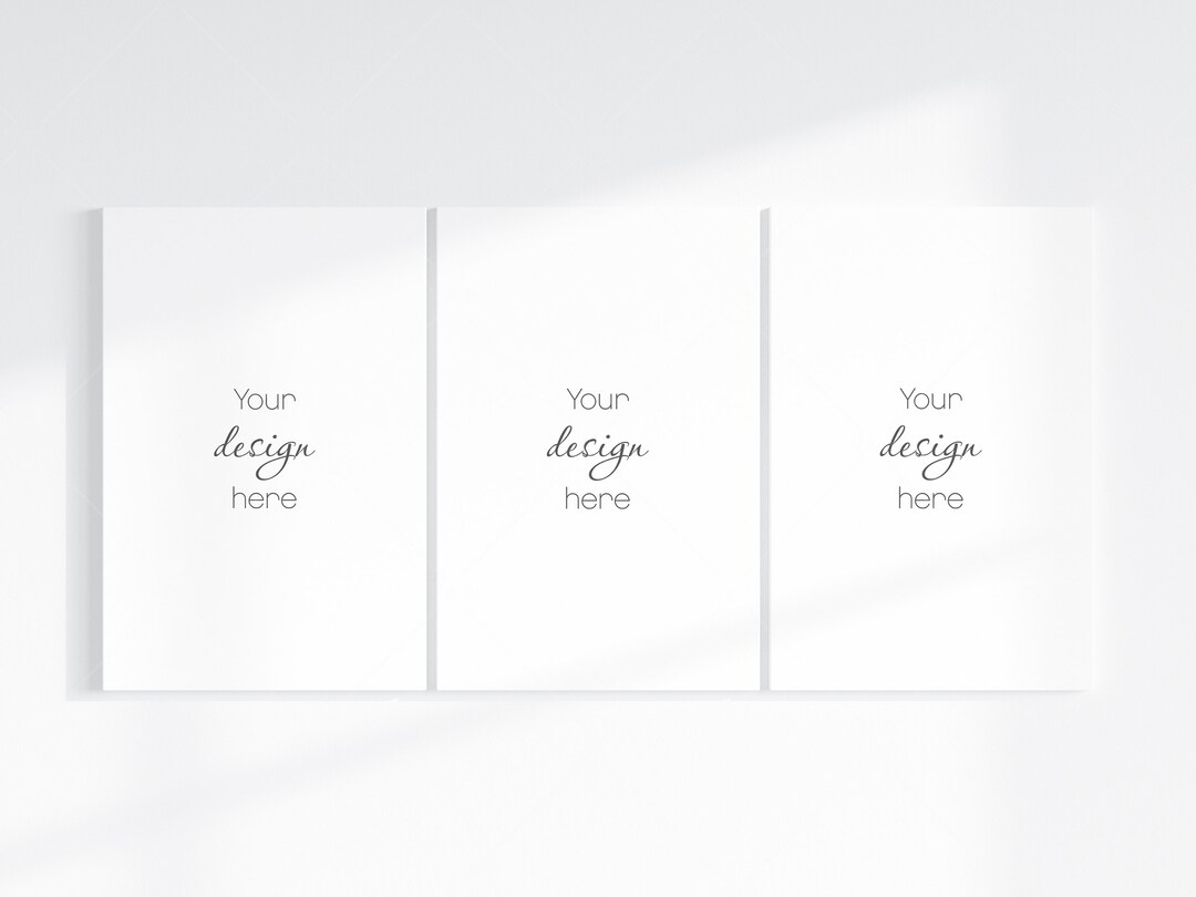 Three Canvases Mockup 2x3 PSD, Vertical Canvas Mockup Smart Object in ...
