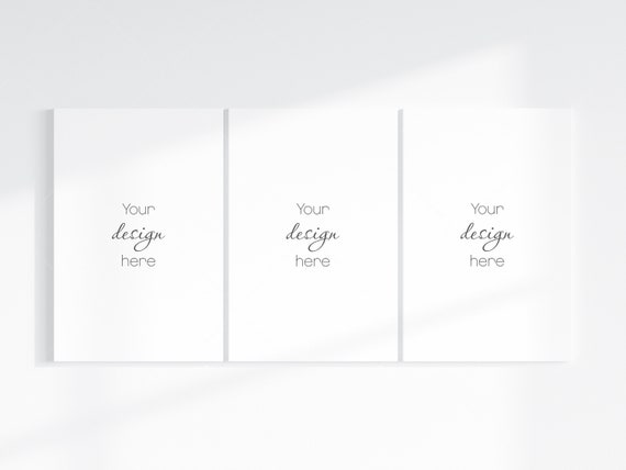 Three Canvases Mockup 2x3 PSD Vertical Canvas Mockup Smart - Etsy