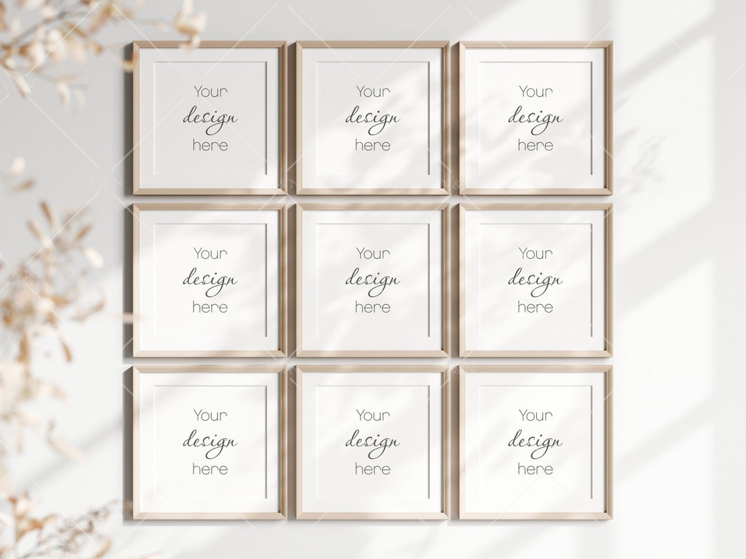 Nine Square Frames Mockup in Boho, Poster Mockup, Frame Mockup for ...