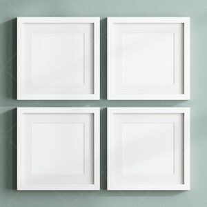 Square Frame Mockup, Poster Mockup, Four Square Frames Mockup, 4 Frame ...