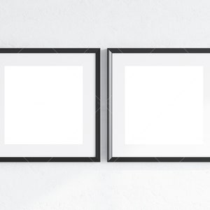 Minimalist Frames Mockup, 2 Square Black Frames Mockup, Poster Mockup ...