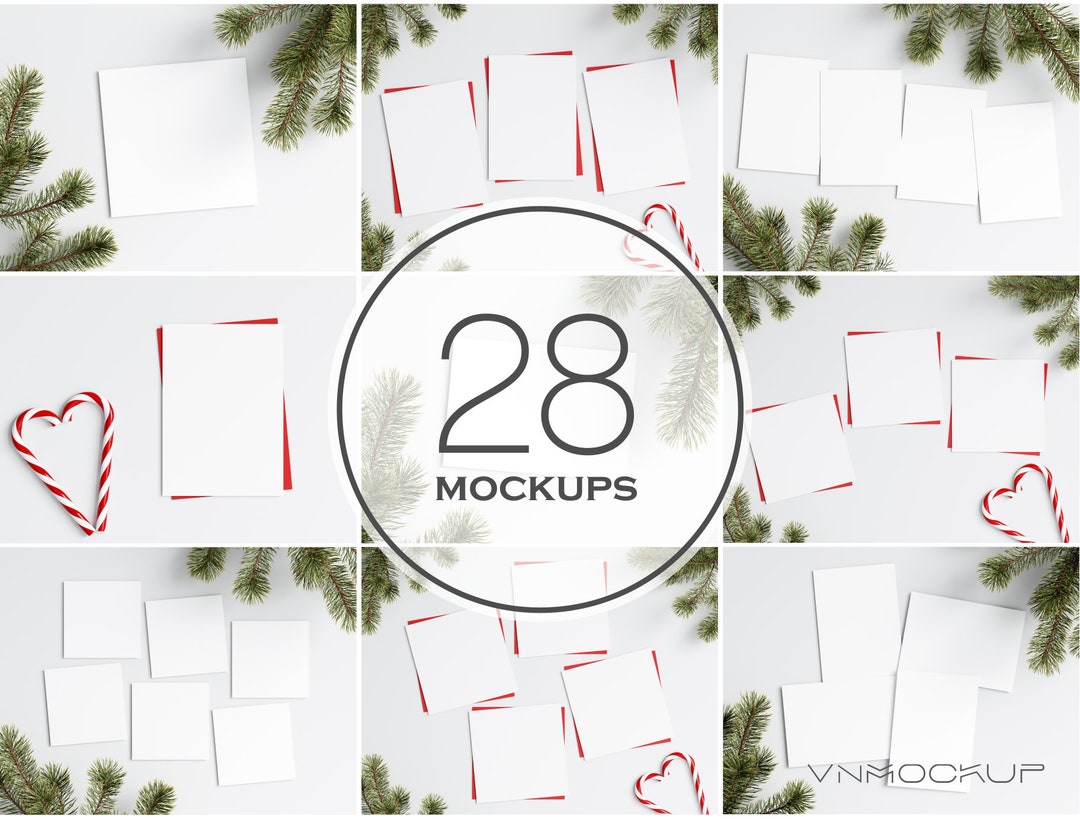 Christmas Card Mockup Bundle, 5x7, 1x1, PSD JPG (digital Download) - Etsy