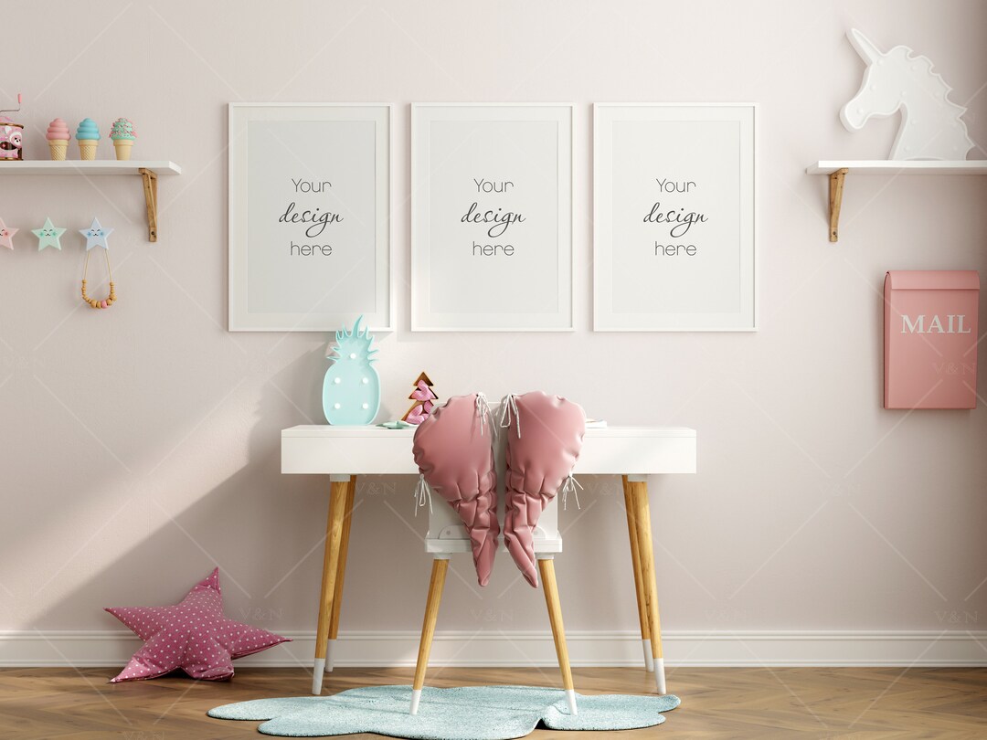 Girl Room Frame Mockup, Frame Mockup Kids Room, Gallery Wall Mockup in ...