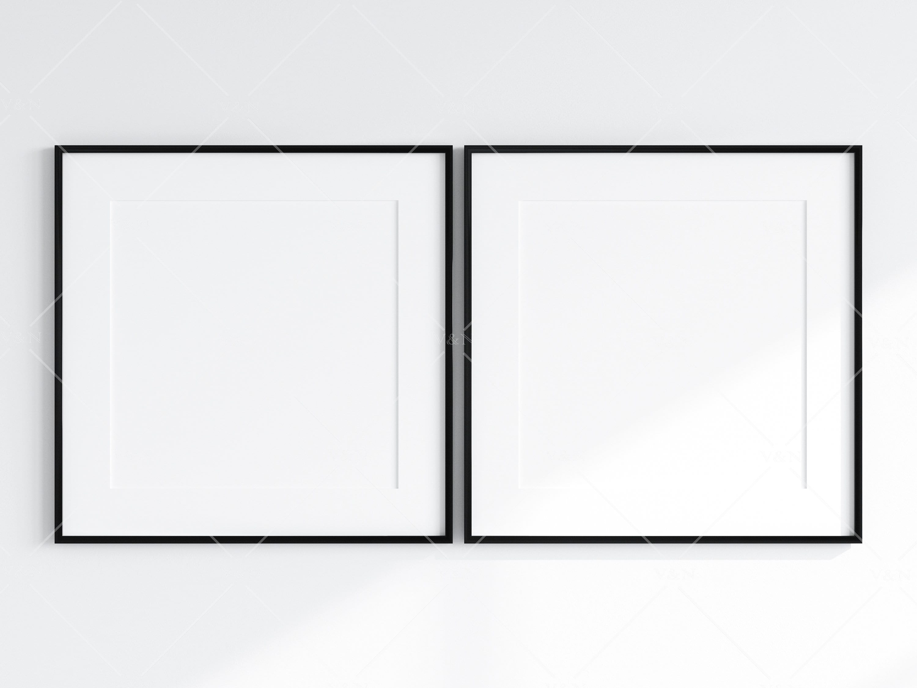 Minimalist Frames Mockup, 2 Square Black Frames Mockup, Poster Mockup ...