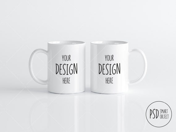 2 Mugs Mockup Coffee Cups Mockup Two White Mugs Mockup PSD - Etsy