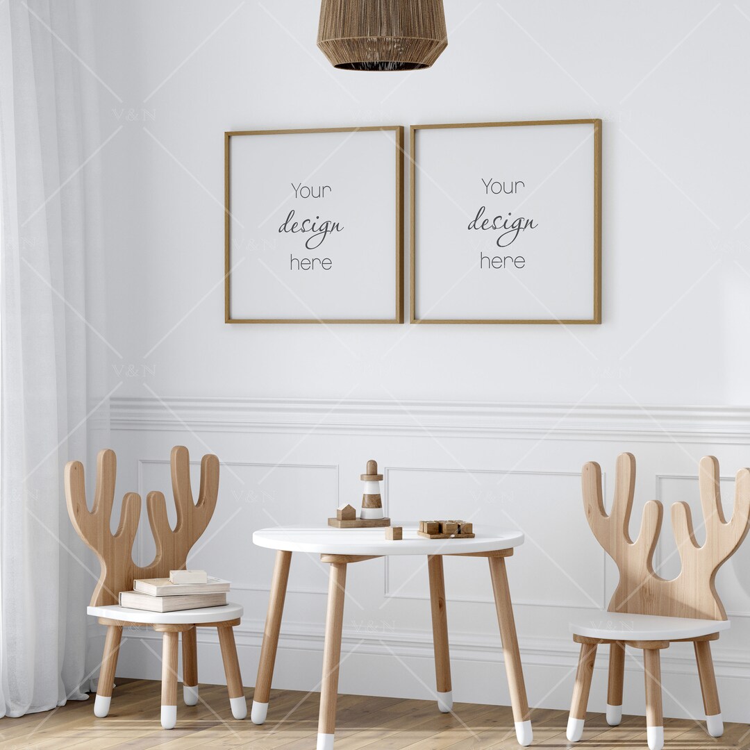 Mockup Frame in Kids Room Interior, Two Square Frames Mockup - Etsy