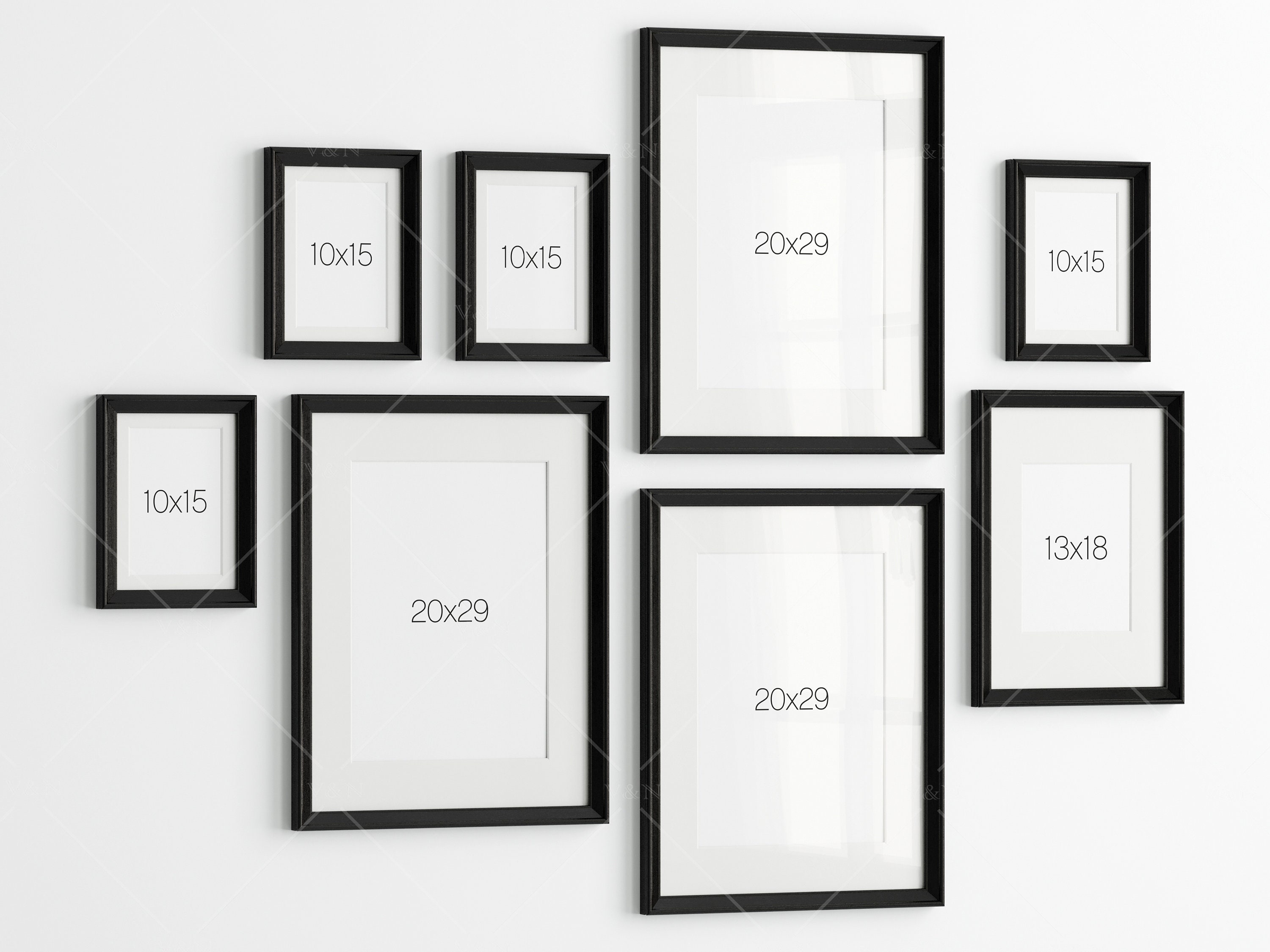Black Frame Gallery Wall Mockup, PSD JPG - Etsy