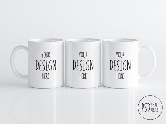 3 Mugs Mockup Coffee Cups Mockup Three White Mugs Mockup | Etsy UK