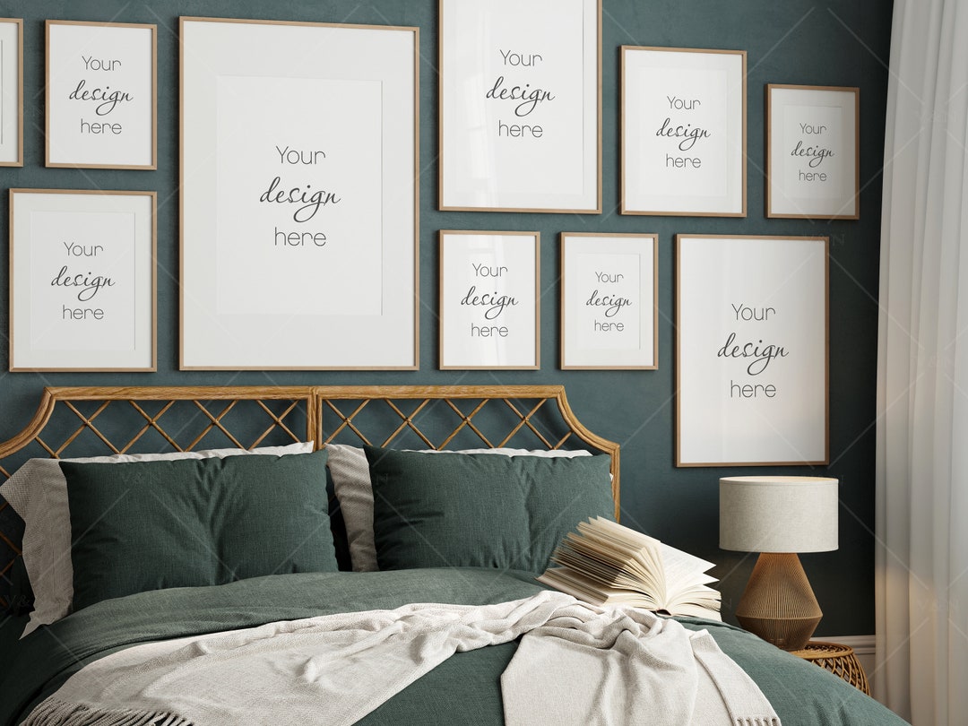 Frame Mockup Bedroom, Gallery Wall Mockup in Bedroom Interior, Poster ...