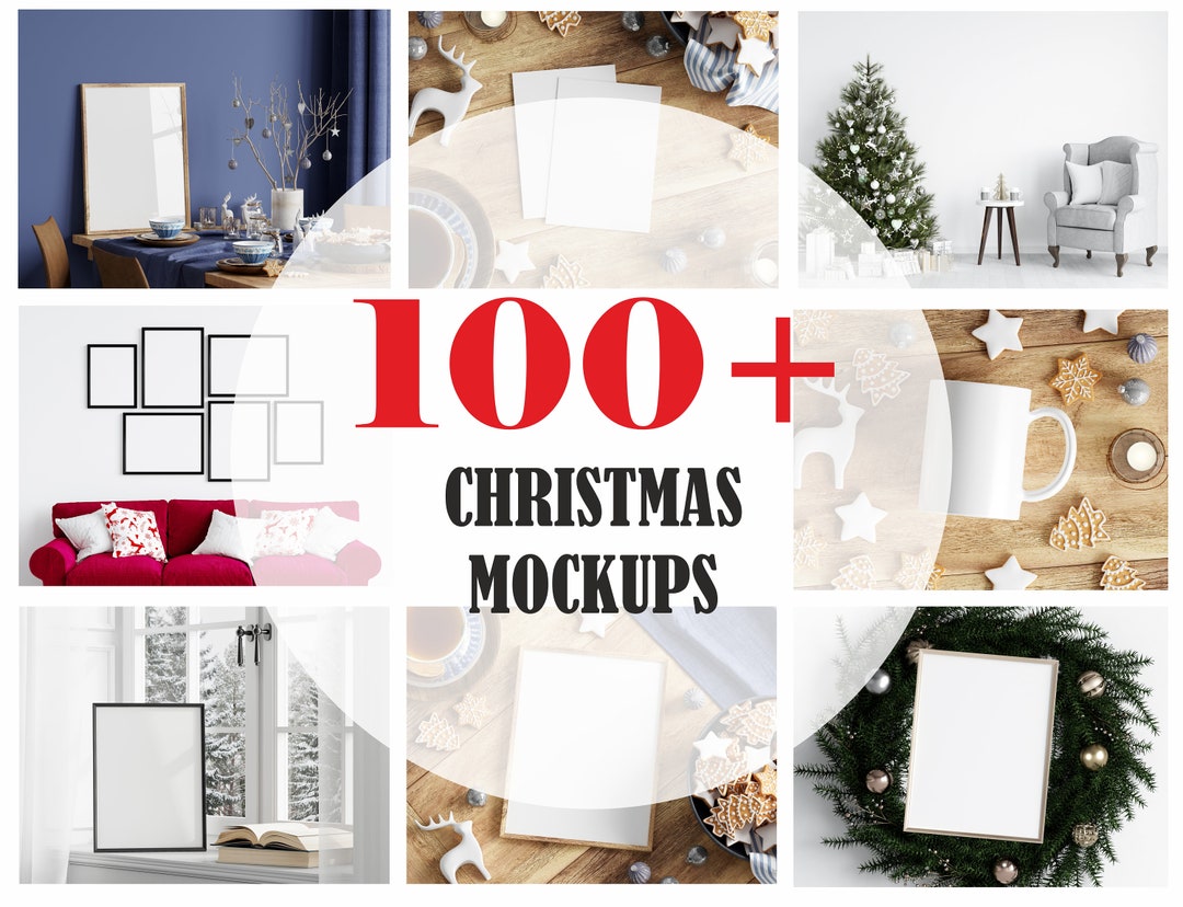 Christmas Mockup Bundle Set, Christmas Interior Frames, Ampty Wall, Mug ...