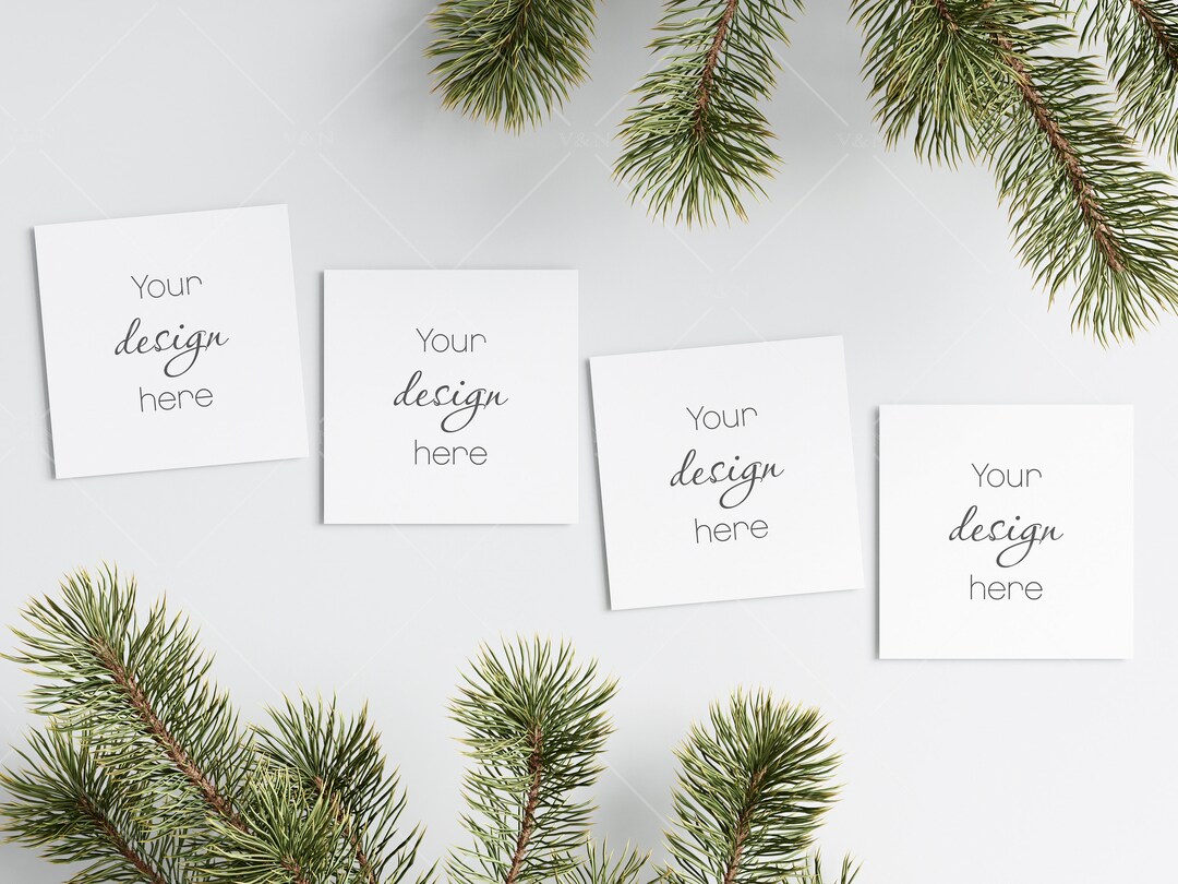 Four Square Christmas Cards Mockup, Mockup Christmas Card, Invitation ...