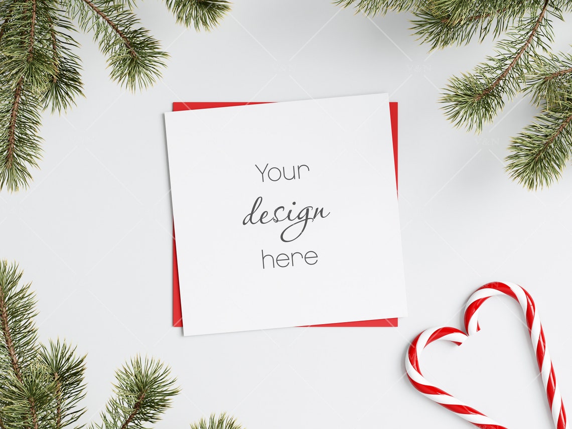 Square Christmas Card Mockup Mockup Christmas Card - Etsy