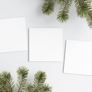 Three Square Christmas Cards Mockup, Mockup Christmas Card, Invitation ...