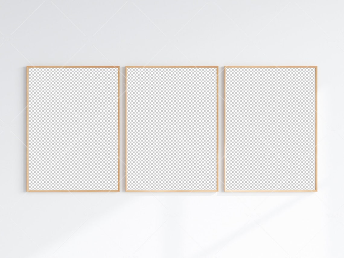 3 Minimalist Frames Mockup Three Vertical Wooden Frames - Etsy