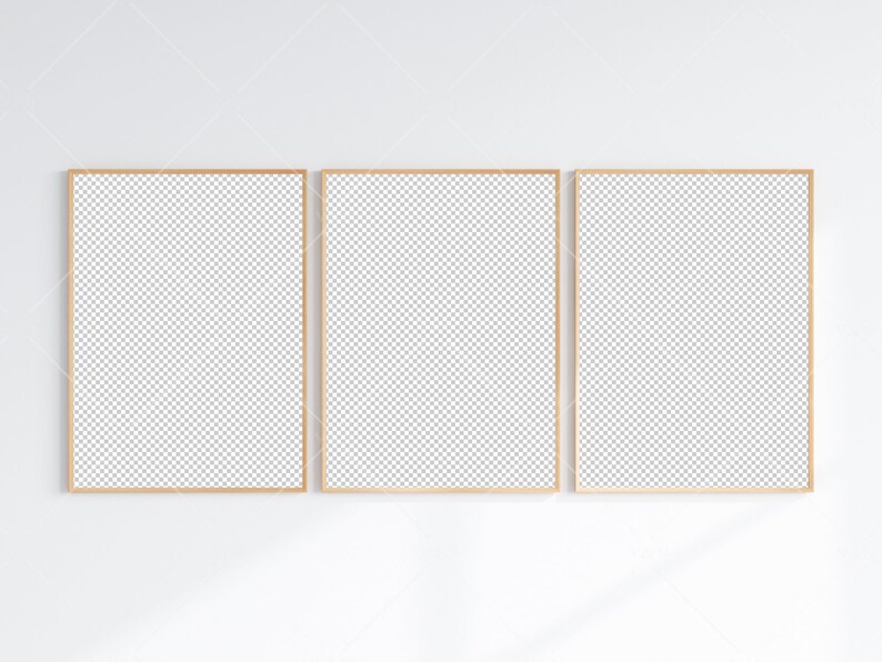 3 Minimalist Frames Mockup Three Vertical Wooden Frames | Etsy