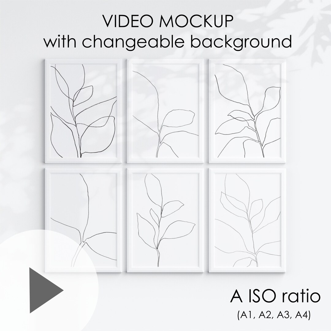 Video Frame Mockup, Six Posters Mockup, Motion Mockup Photoshop ...