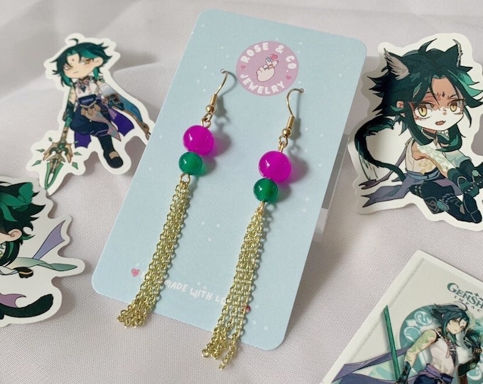 Xiao Genshin Impact Inspired Earrings - Etsy