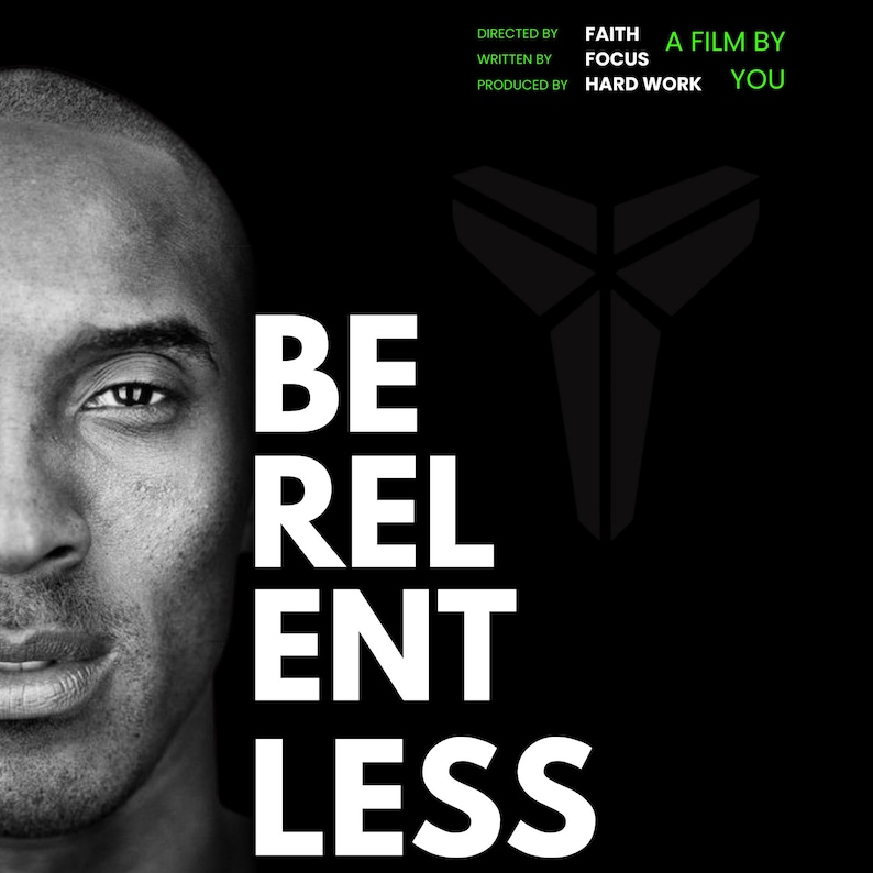 Kobe Bryant "be Relentless" Canvas Poster | Mamba Mentality Inspiration | Gym Motivation Wall ...