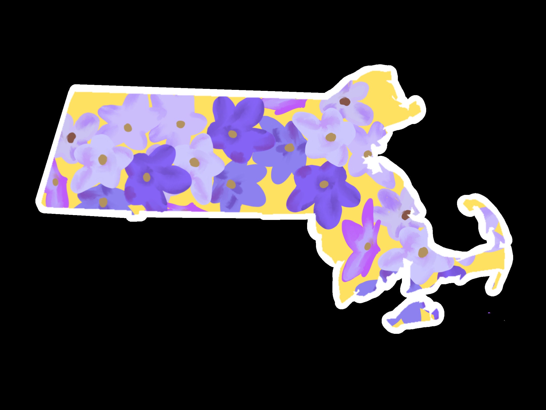 Hand-drawn Massachusetts Mayflower State Flower Sticker, Waterproof ...