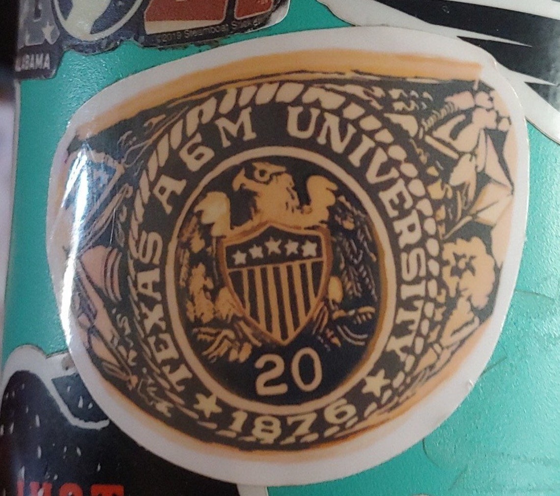 Hand-drawn Aggie Ring Sticker; Customizable, Waterproof Sticker, Laptop ...