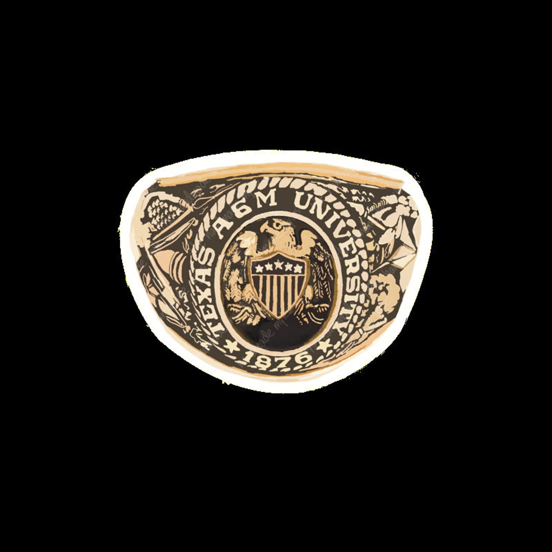 Hand-drawn Aggie Ring Sticker; Customizable, Waterproof Sticker, Laptop ...