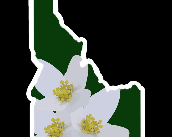 Hand-drawn Idaho Syringa Flower Sticker, Waterproof, Laptop Decal ...