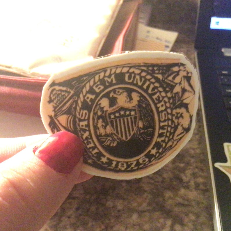 Hand-drawn Aggie Ring Sticker; Customizable, Waterproof Sticker, Laptop ...